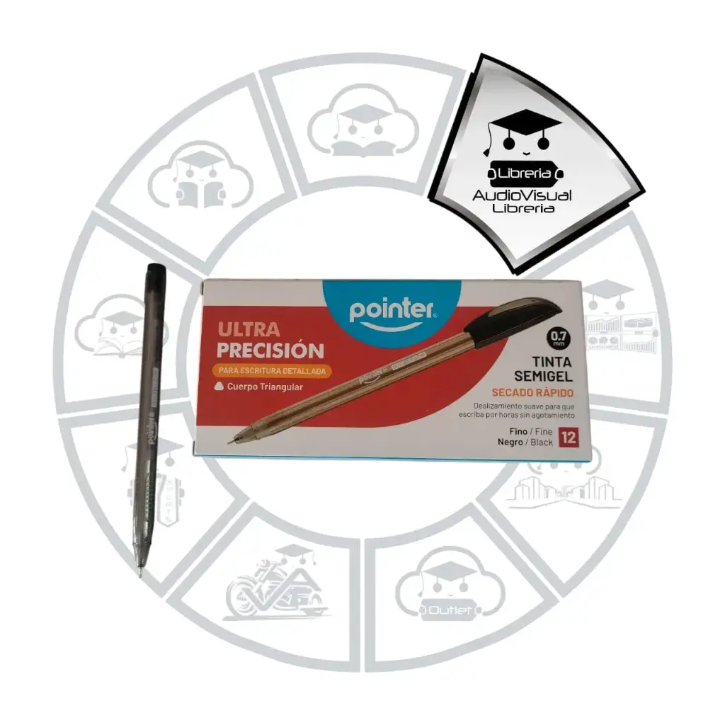 BOLIGRAFO SEMIGEL 0.7MM NEGRO POINTER 12 BP-2007-N | Audiovisual - App